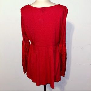 torrid | Tops | Torrid Tiered Red Top With Detailed Sleeves | Poshmark